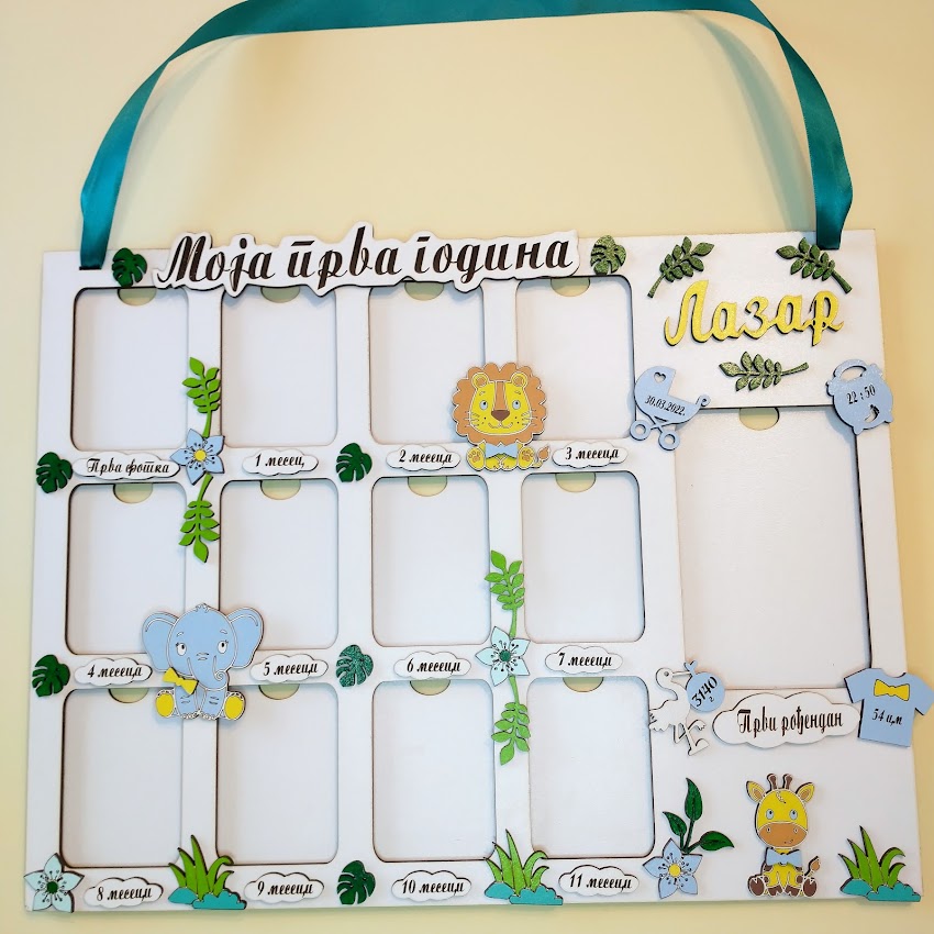 Personalizovani ram za fotografije bebe dečaka – Moja prva godina ...
